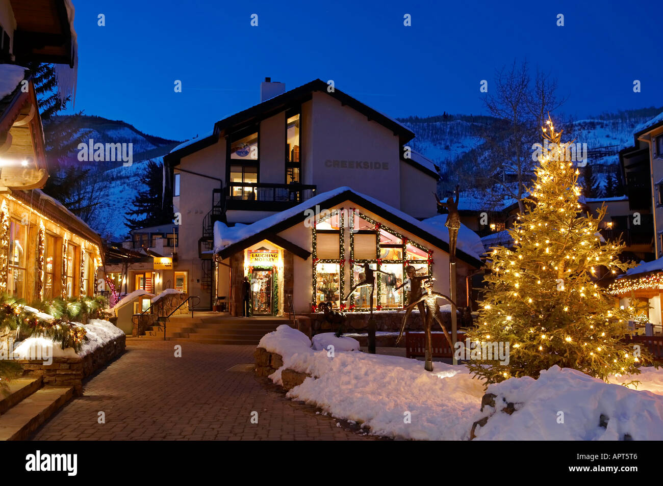 Winter Scene in Vail Village Colorado USA Stock Photo - Alamy