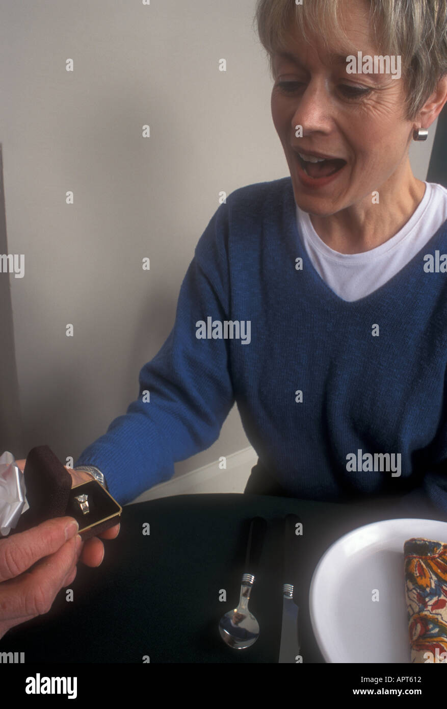 Dinner engagement ring box hi-res stock photography and images - Alamy