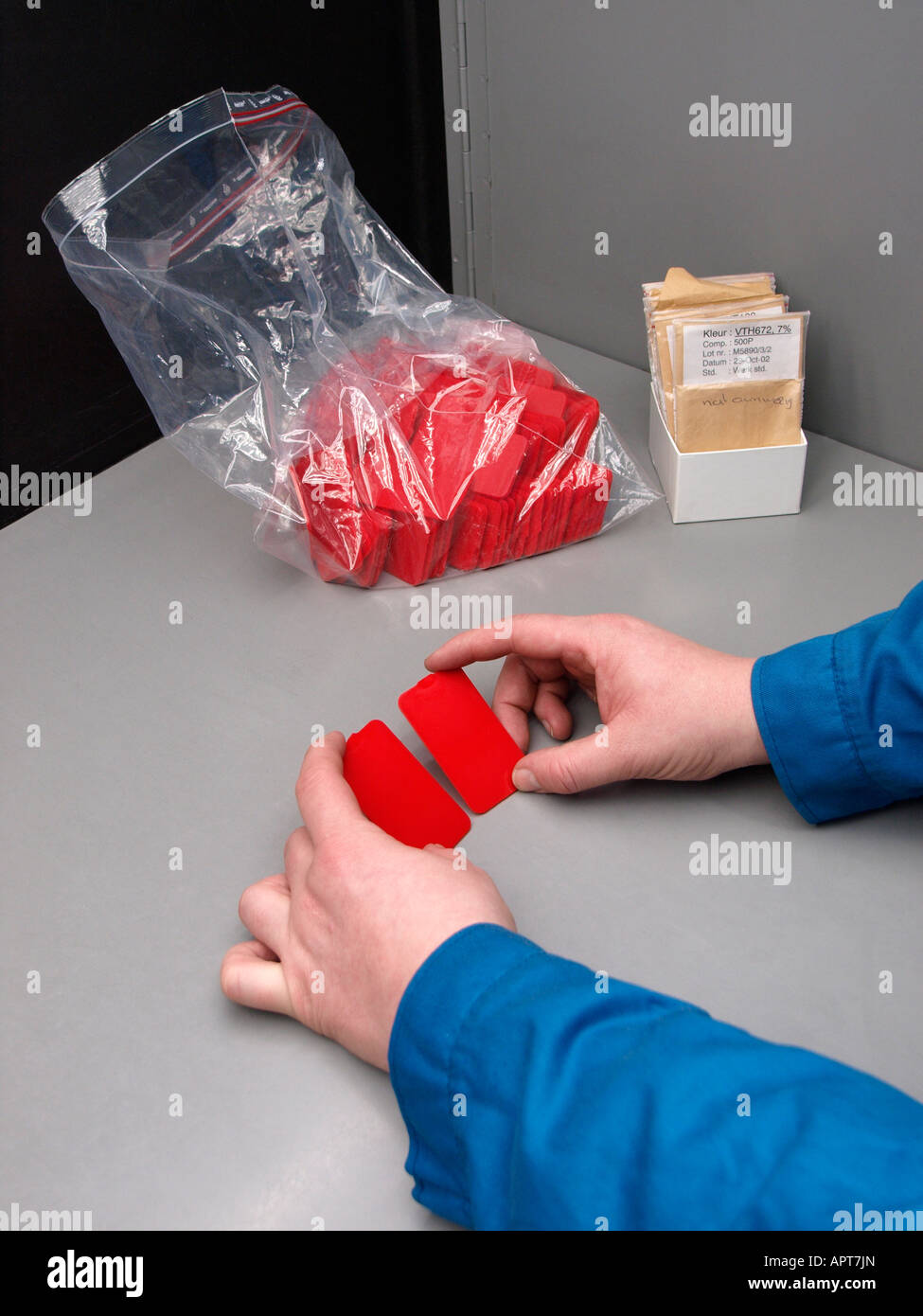 Checking color of a batch of Delrin polymer at a Dupont factory using ...