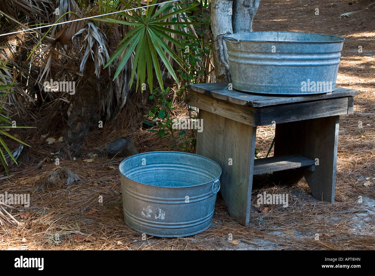 Galvanized Wash Basins Laundry Early 20th Century Stock Photo - Alamy