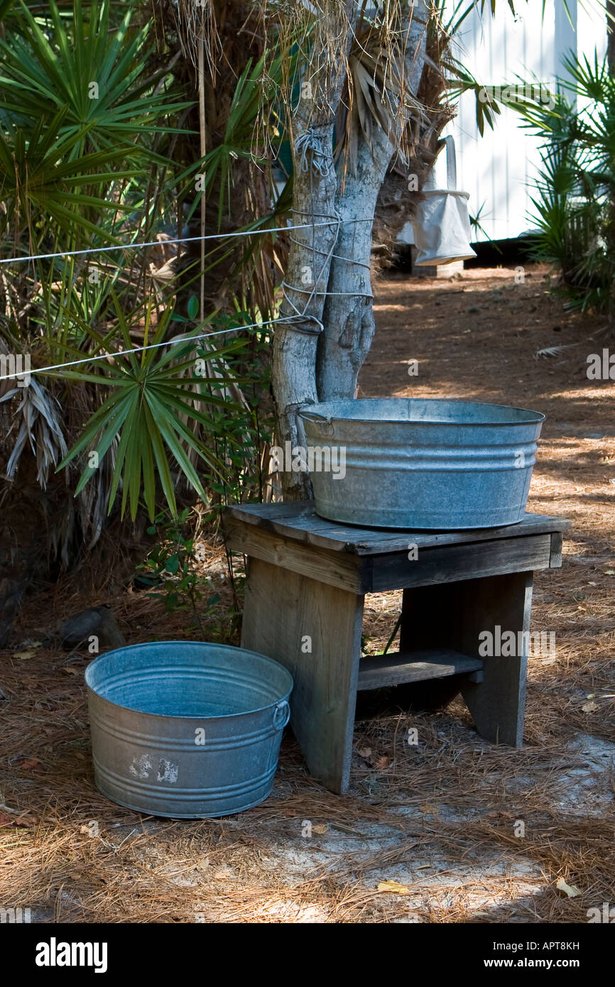 Galvanized Wash Basins Laundry Early 20th Century Stock Photo - Alamy