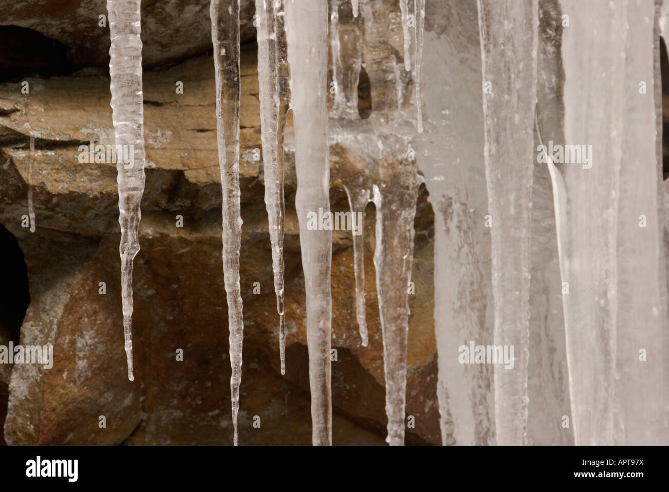 Ice at Stinging Fork Falls in Spring City Tennessee A hiking area owned ...