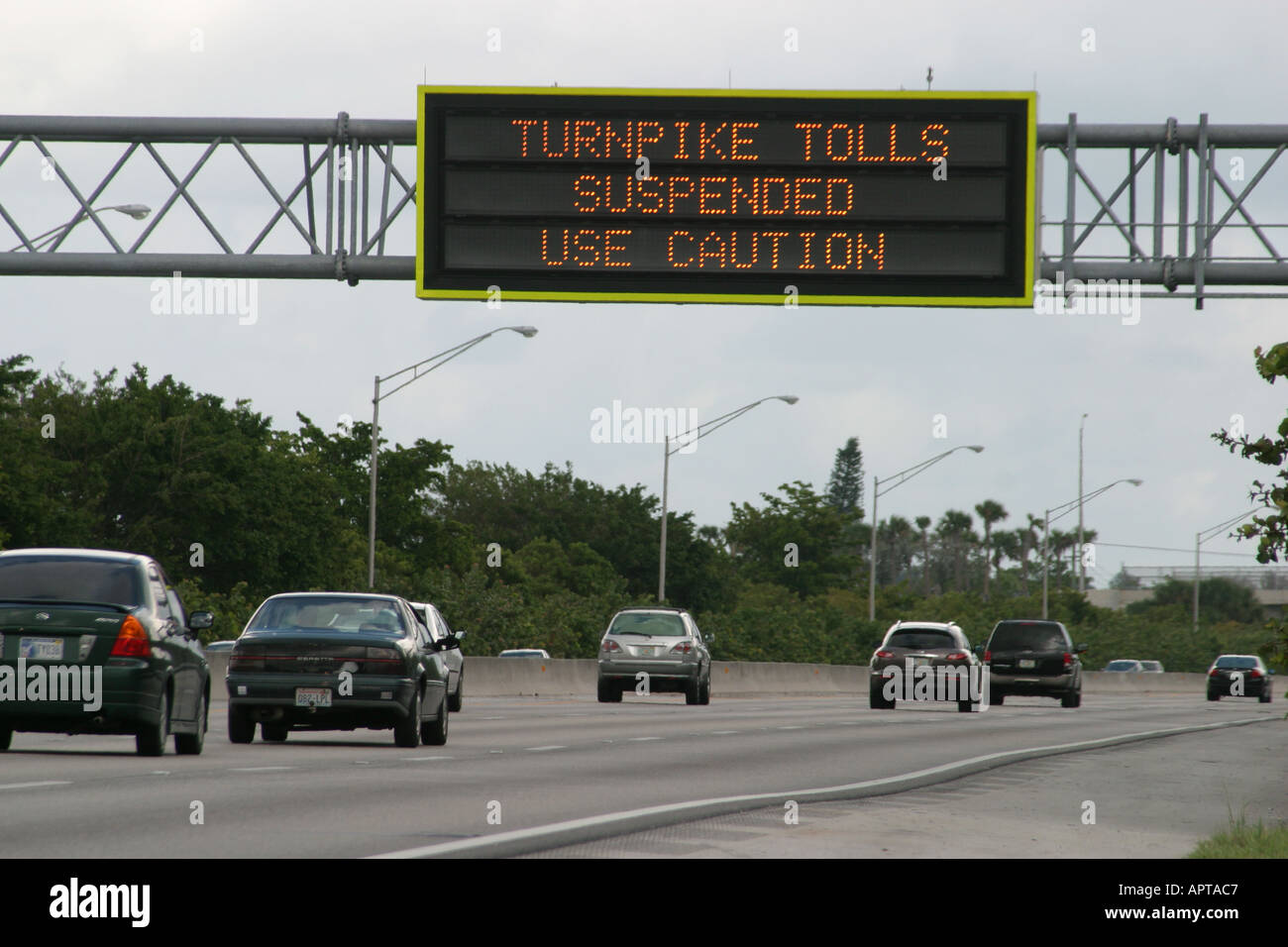Florida Florida's Turnpike,electronic message board,tolls suspended ...