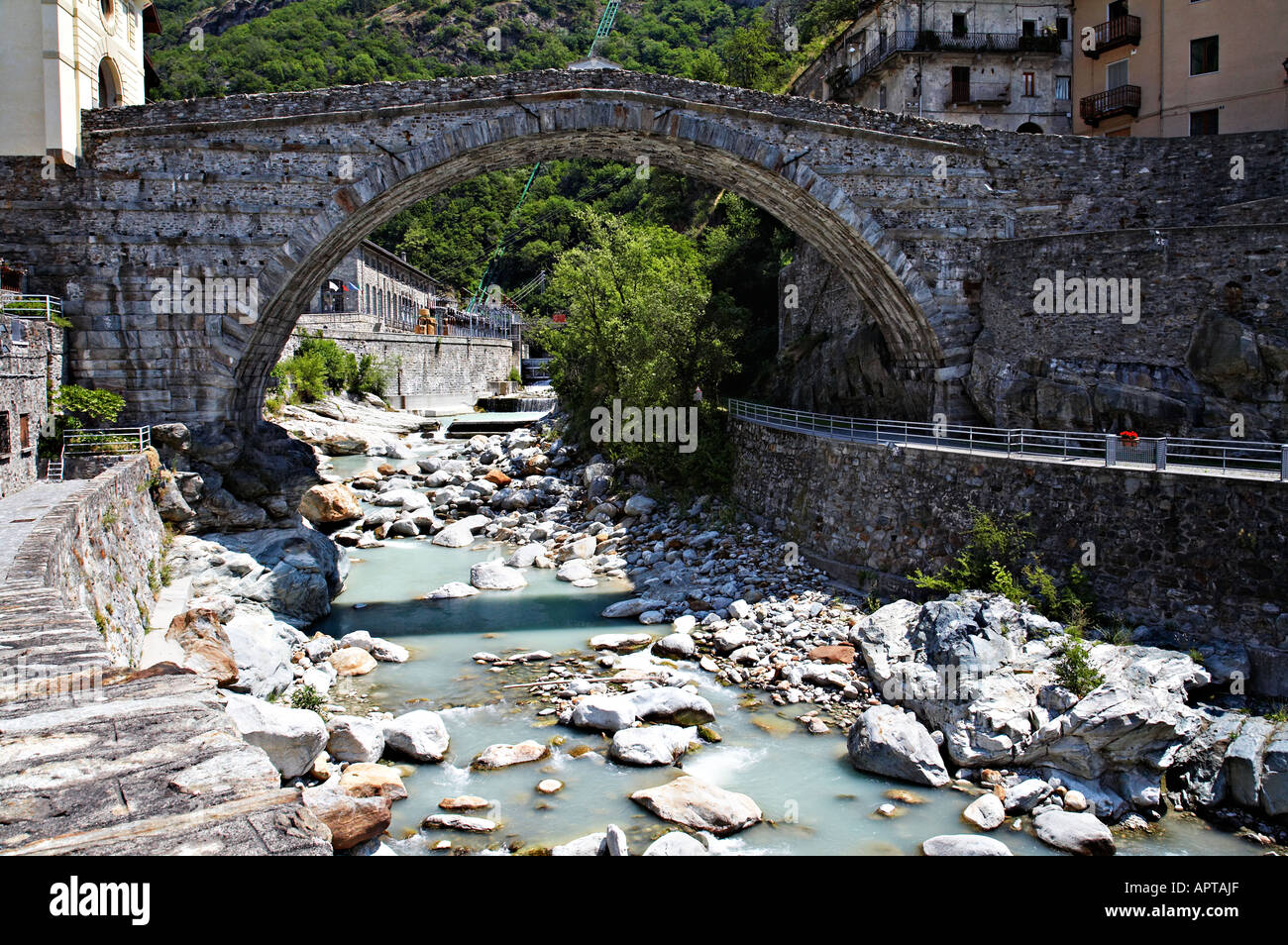Pont St Martin Val di Gressoney Valle d Aosta Italy Stock Photo - Alamy