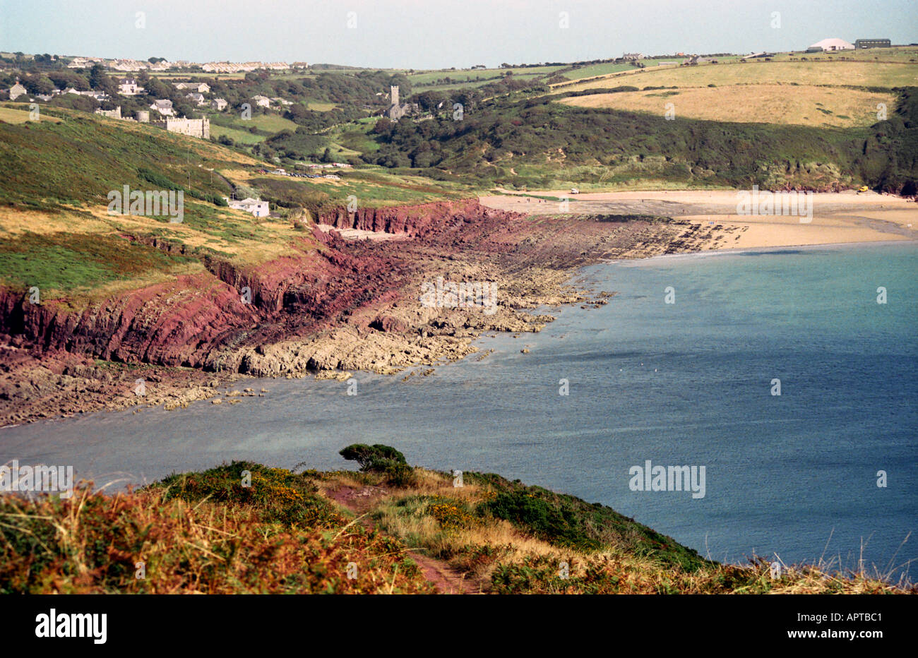 Manorbier bay in Pembrokeshire Stock Photo - Alamy