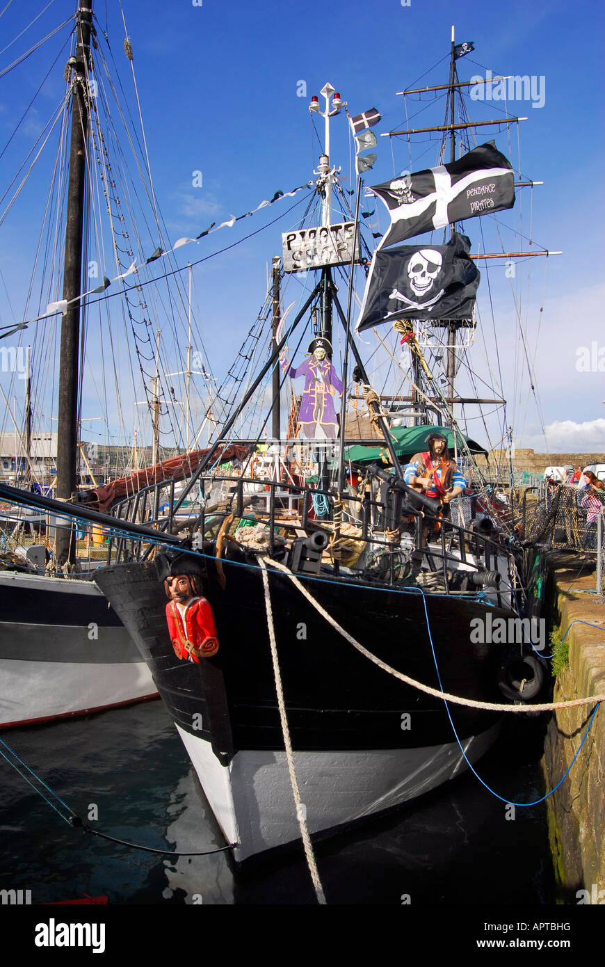 Penzance Harbour mock pirate ship Stock Photo - Alamy