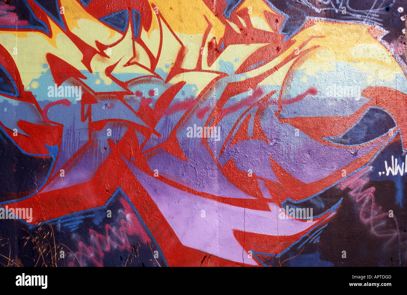Highly coloured Graffiti on a wall Stock Photo - Alamy