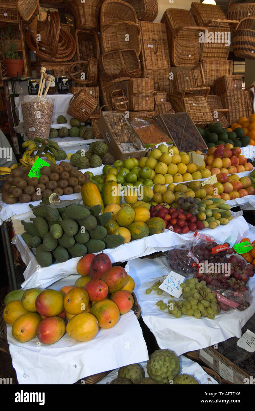 Fruit booth at the Mercado dos Lavradores, Funchal, Madeira, Portugal ...