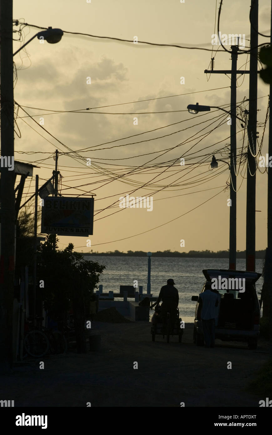 sunset in san pedro belize Stock Photo - Alamy