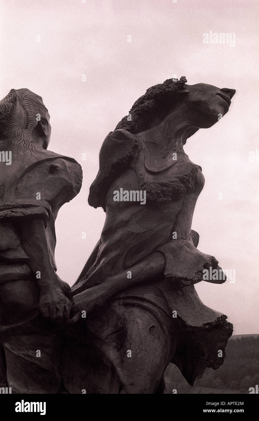 Wood sculpture, Muckle Mouthed Meg, Scottish Borders, Scotland, UK ...
