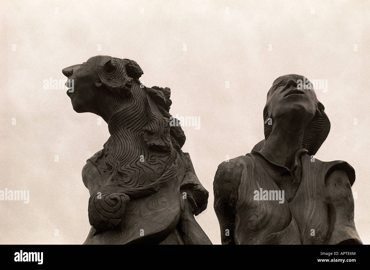 Wood sculpture, Muckle Mouthed Meg, Scottish Borders, Scotland, UK ...
