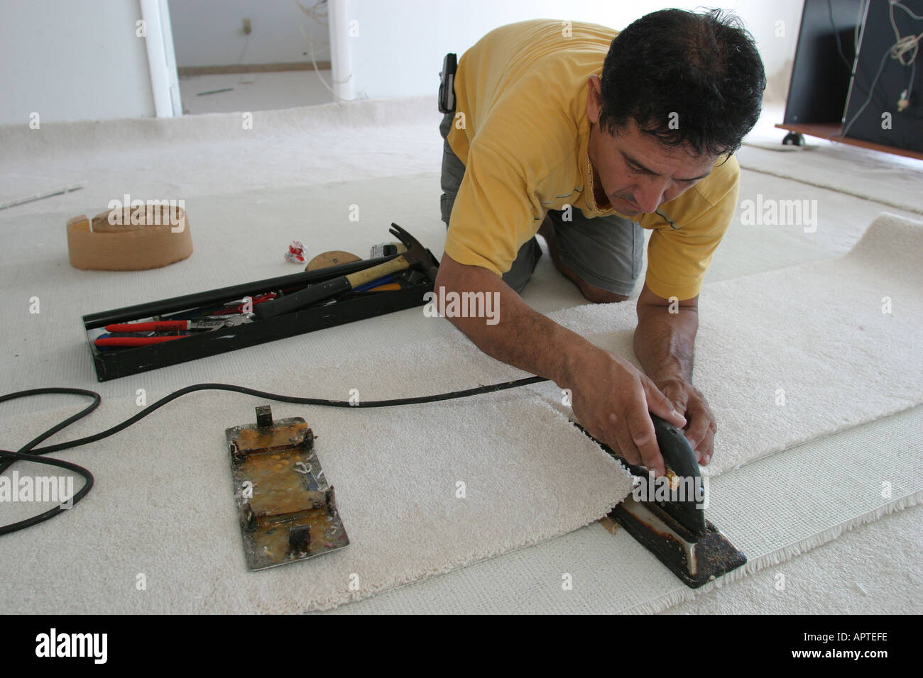 Miami Beach Florida,Hispanic man men male,carpet installer,worker ...