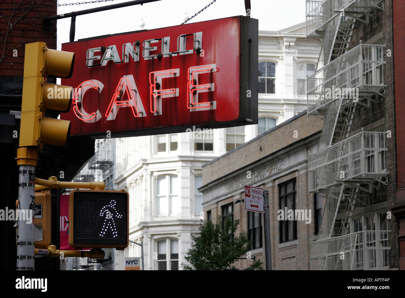 Fanelli Cafe sign in New York's SoHo at the corner of Prince Street and ...
