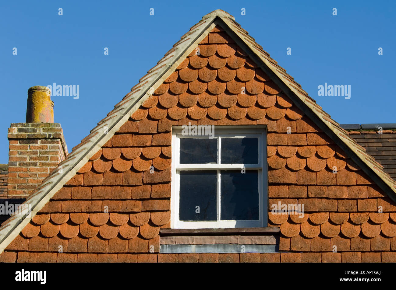 Triangular Red Hung Tiles Roof Farnham Surrey Stock Photo - Alamy