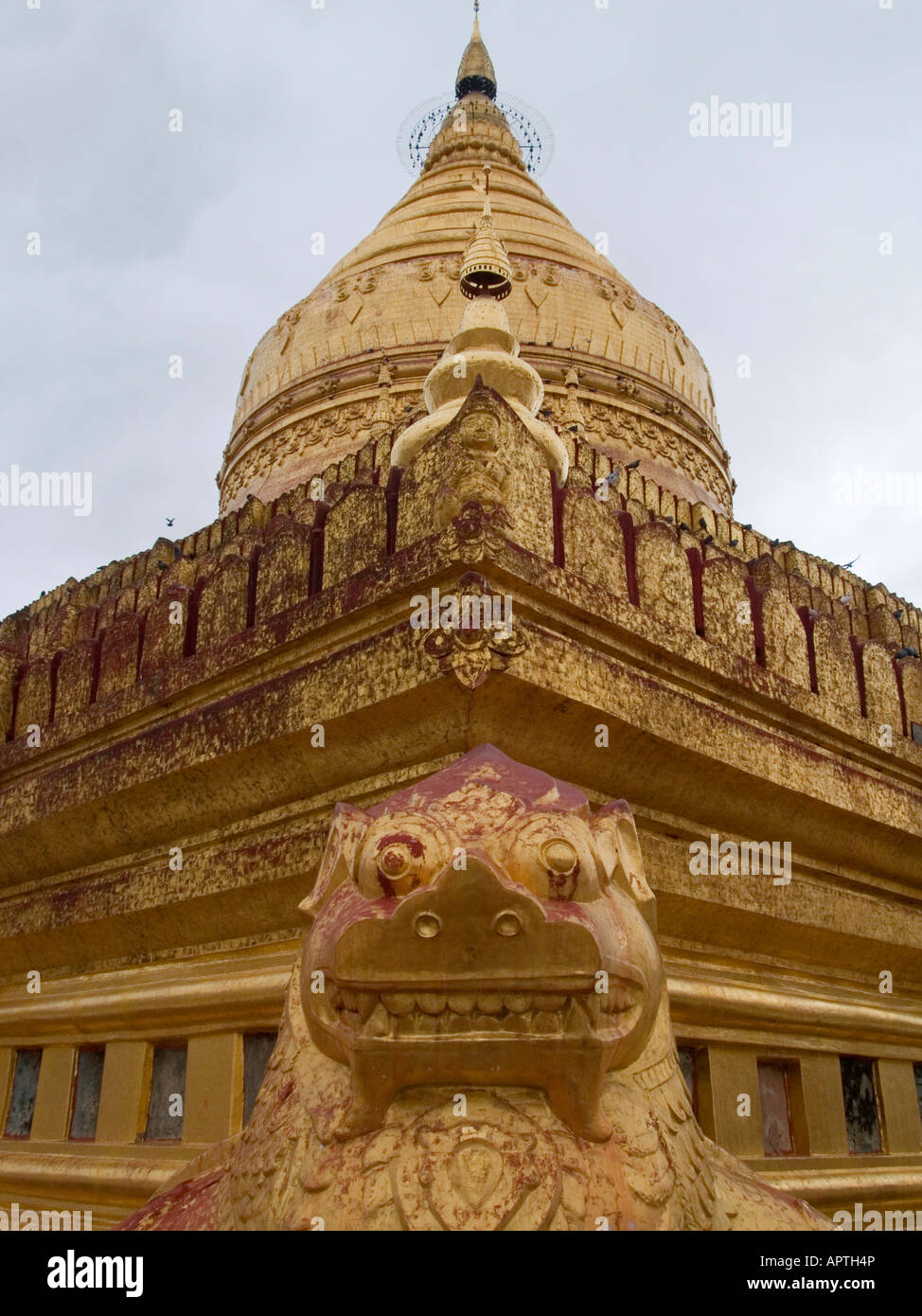 golden dragon at Shwezigon Paya temple in Bagan Myanmar Stock Photo - Alamy