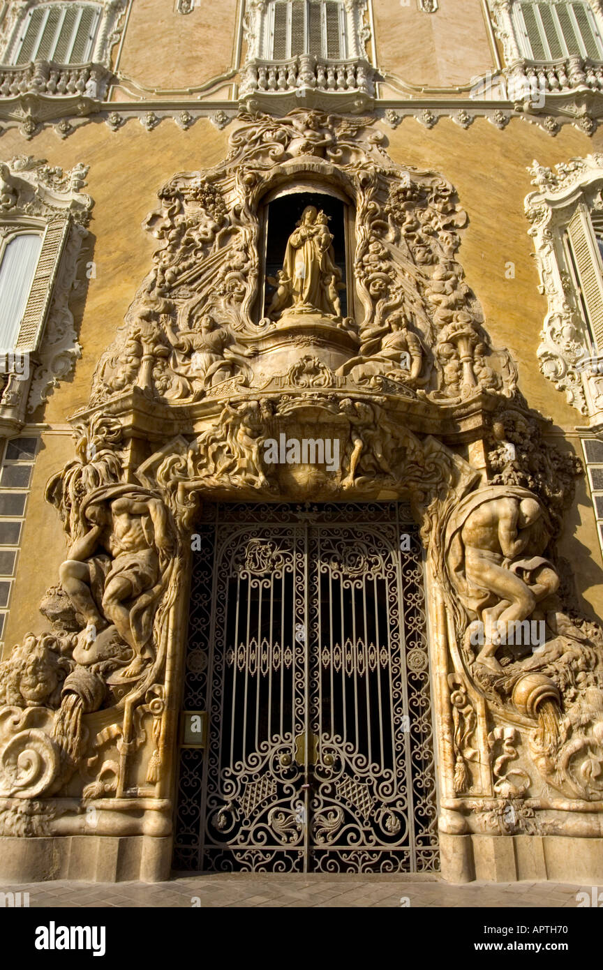 Rococo sculpture around main entrance of the Ceramic Museum or Museo ...