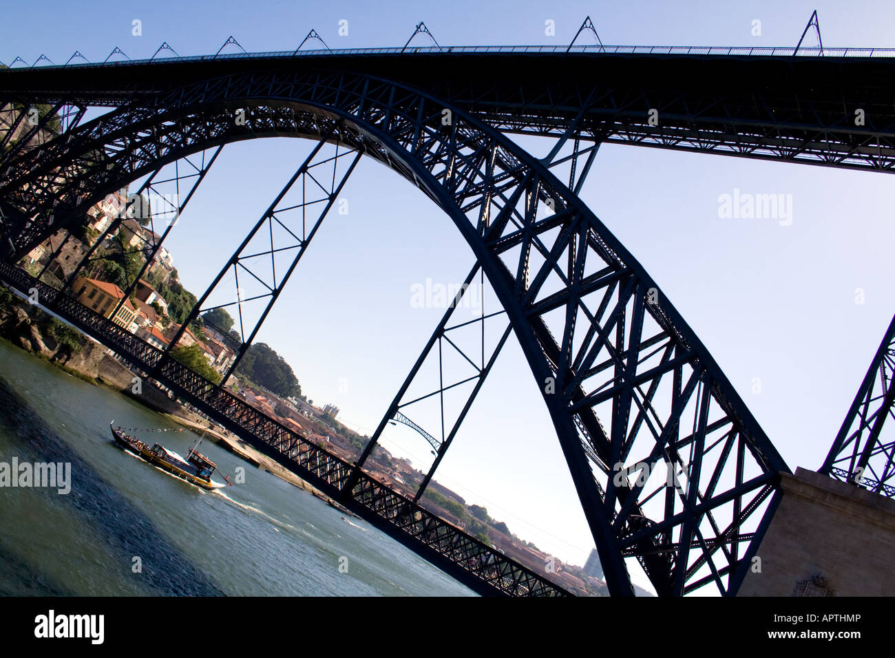 D. Luiz Bridge in Porto, Portugal. Forged Iron bridge built in the 19th ...