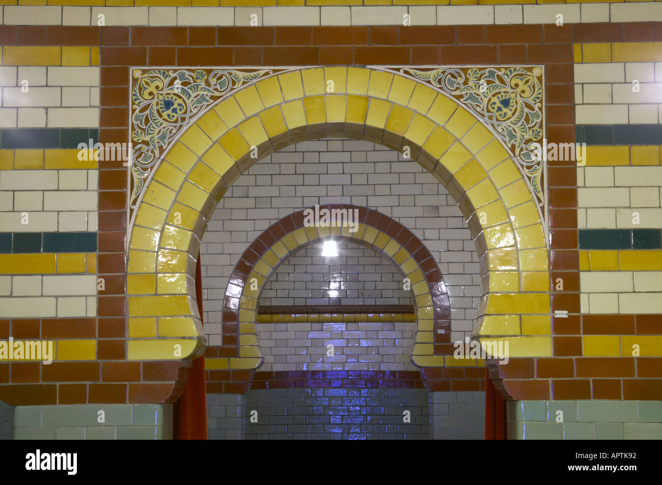 Interior of the Turkish Spa Baths in Harrogate Yorkshire showing the ...