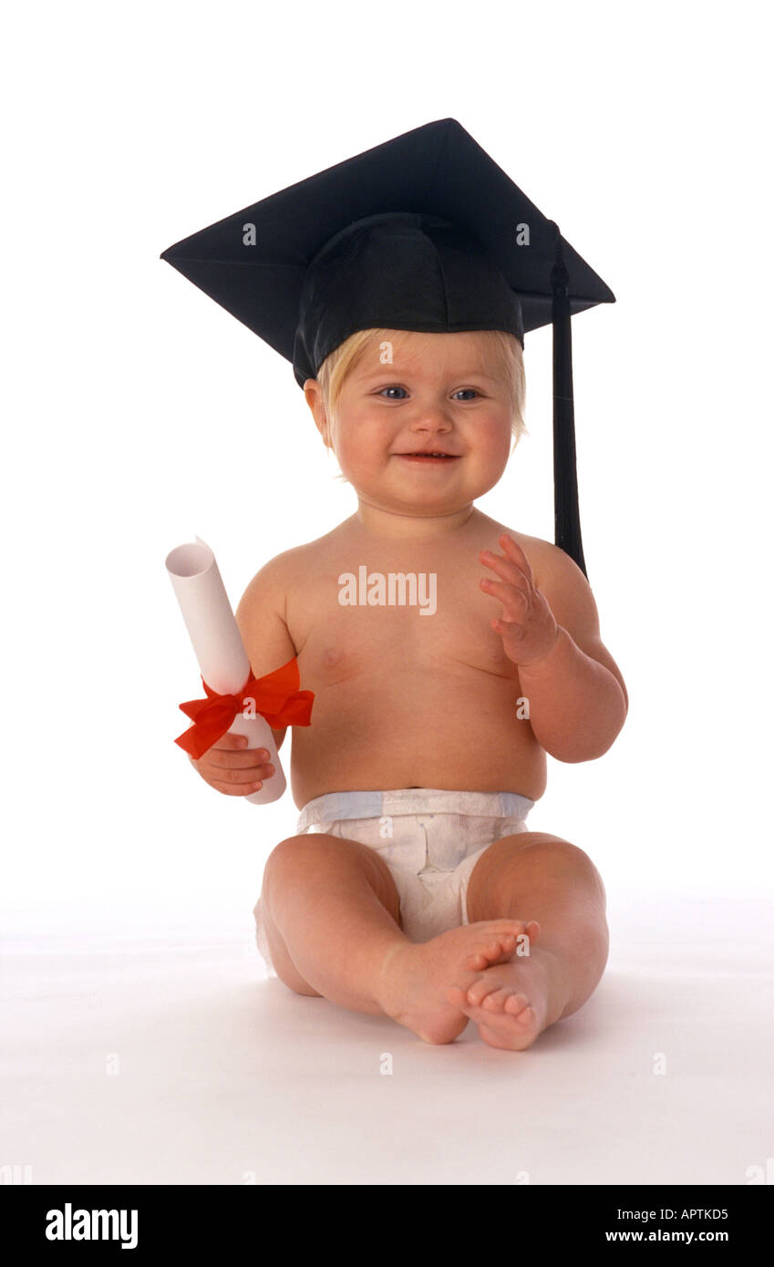 Child with graduation cap and diploma Stock Photo - Alamy