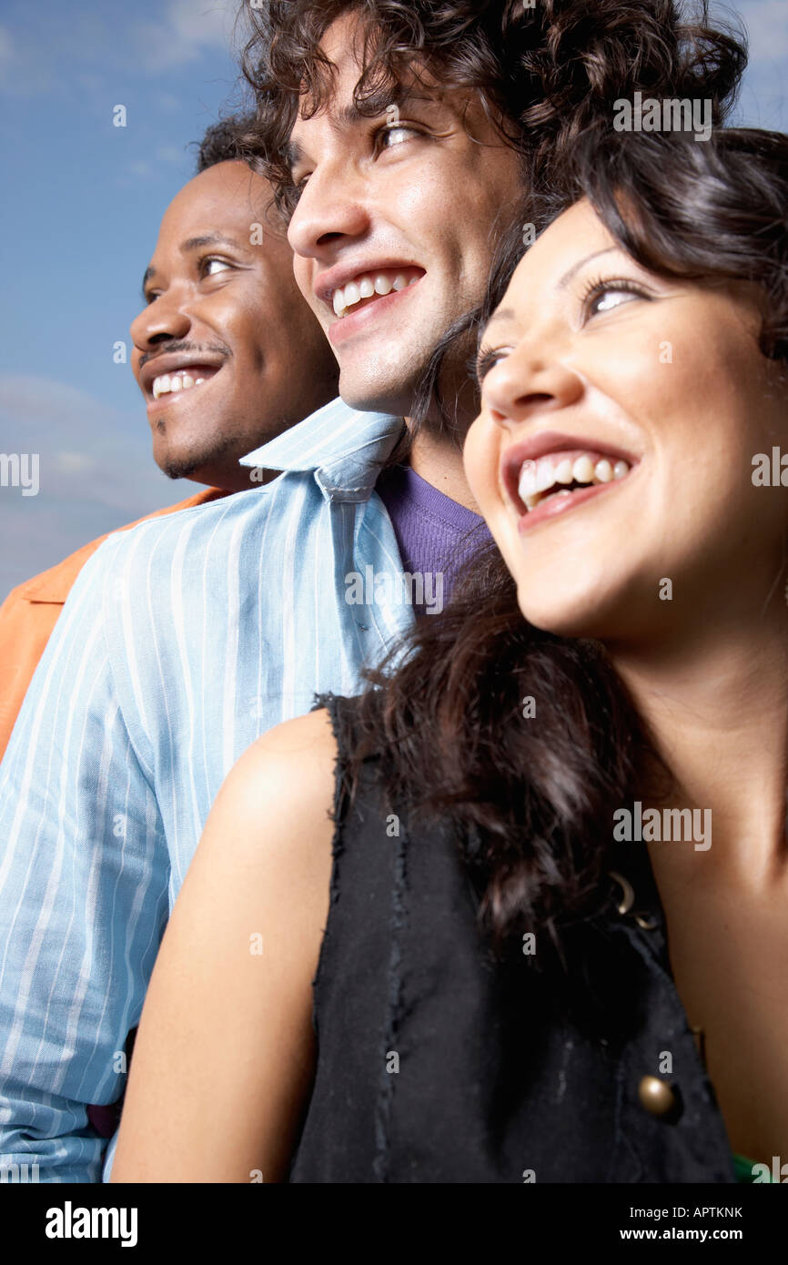 Profile three happy friends hi-res stock photography and images - Alamy