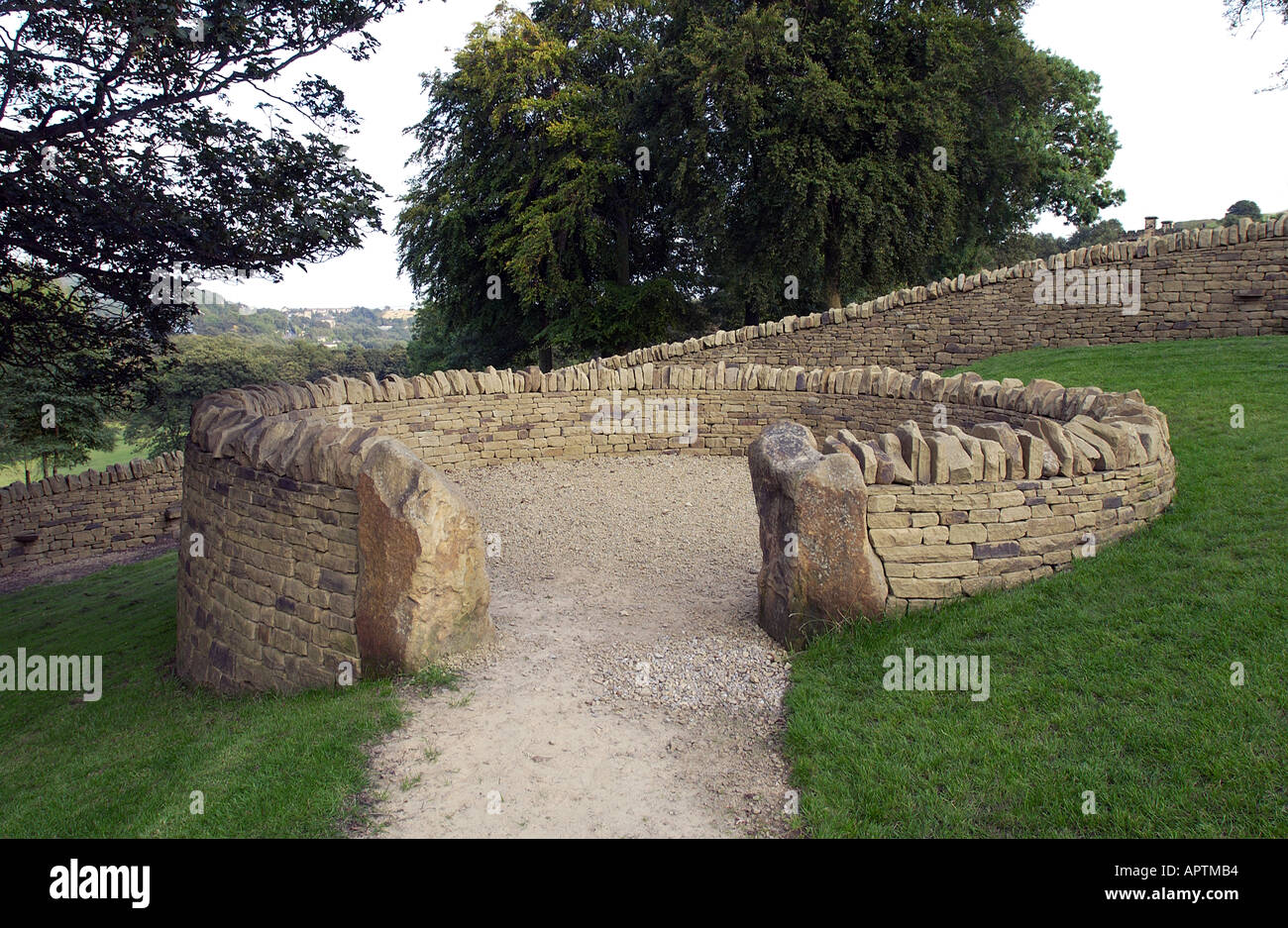 View shot of dry stone wall circular structure at Shibden Hall, Halifax ...