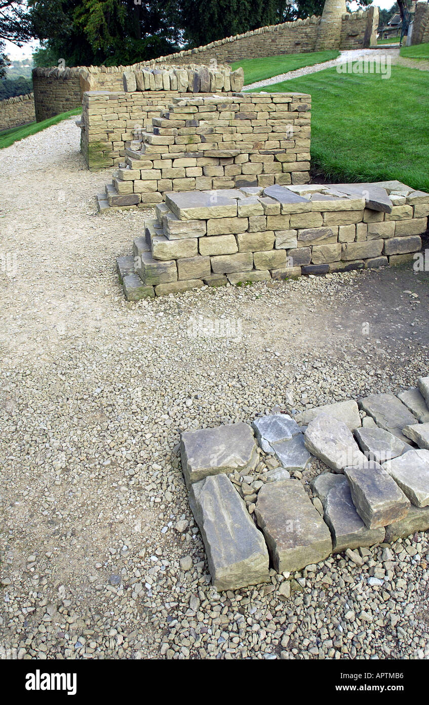 Upright general shot of dry stone wall exhibition at Shibden Hall ...