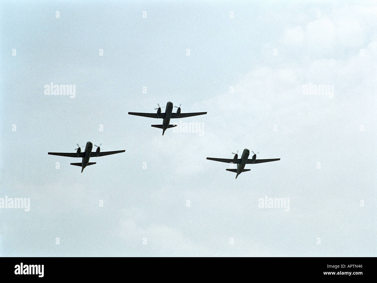 three military planes in sky Stock Photo - Alamy