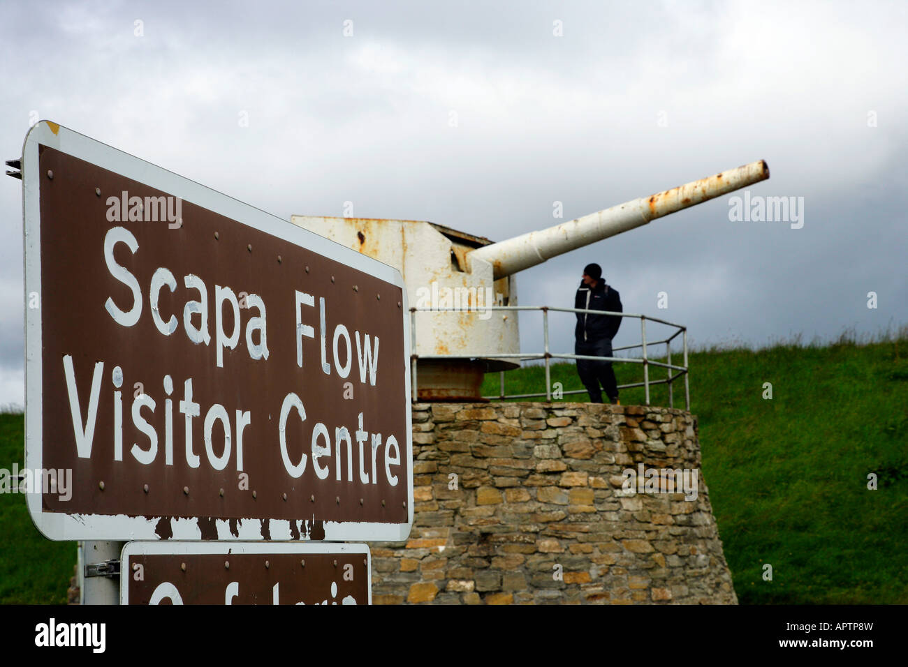 One of the naval guns on display at Lyness Naval Museum on the Island ...