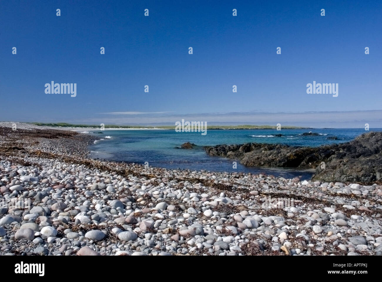 Pebble Beach on the isle of Tiree an island in the Inner Hebrides ...