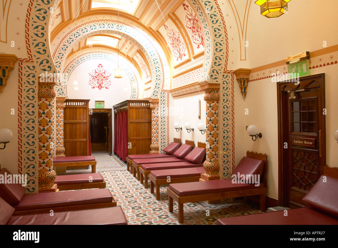 Interior of the Turkish Spa Baths in Harrogate Yorkshire showing the ...