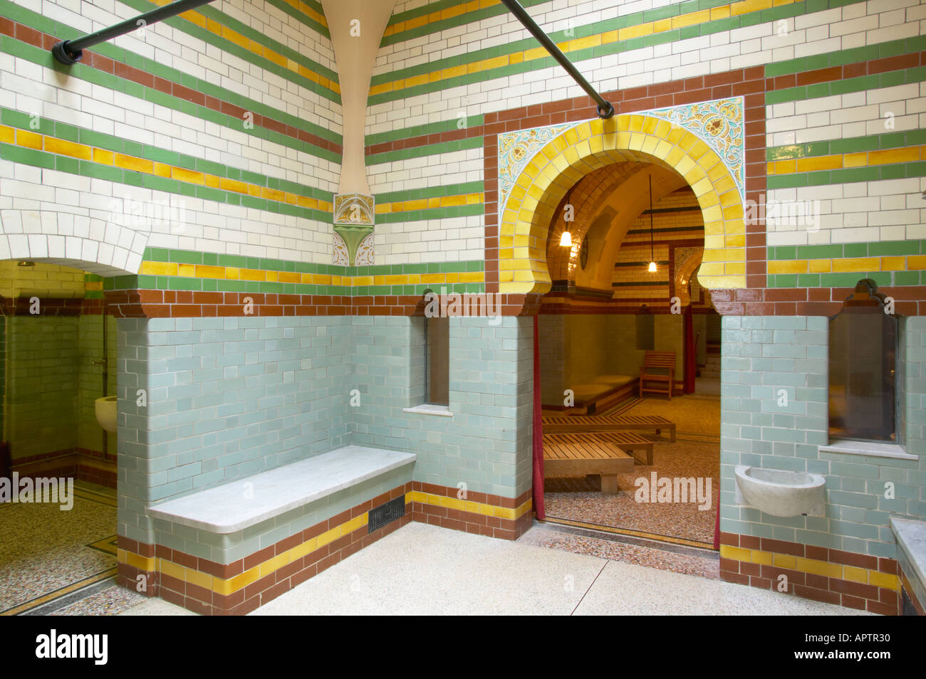 Interior of the Turkish Spa Baths in Harrogate Yorkshire showing the ...