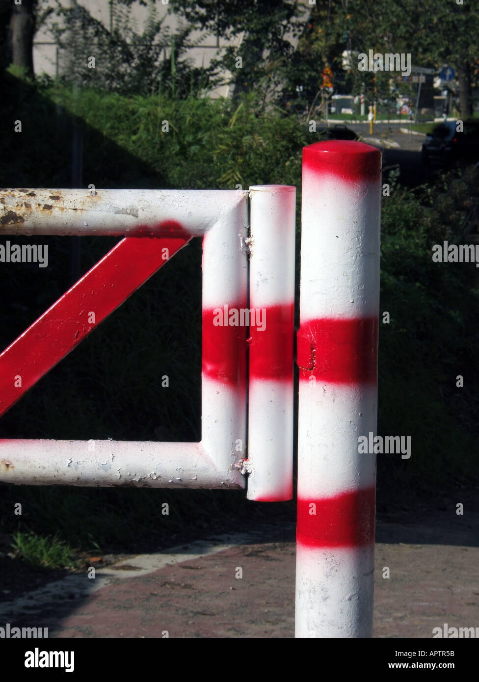 red and white barrier Stock Photo - Alamy