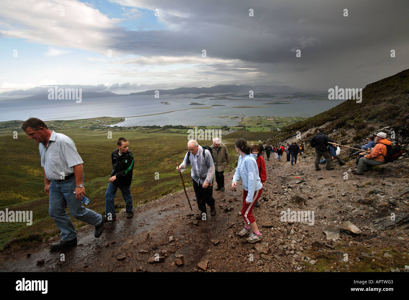 Reek Sunday, Croagh Patrick pilgrimage, Co Mayo, Ireland Stock Photo ...