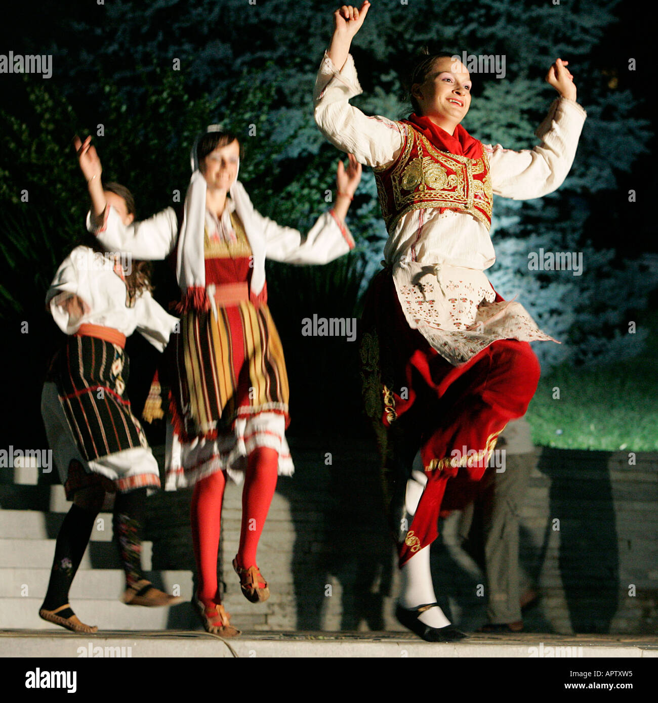 National folklore costume young girl boy dance dancers music instrument ...
