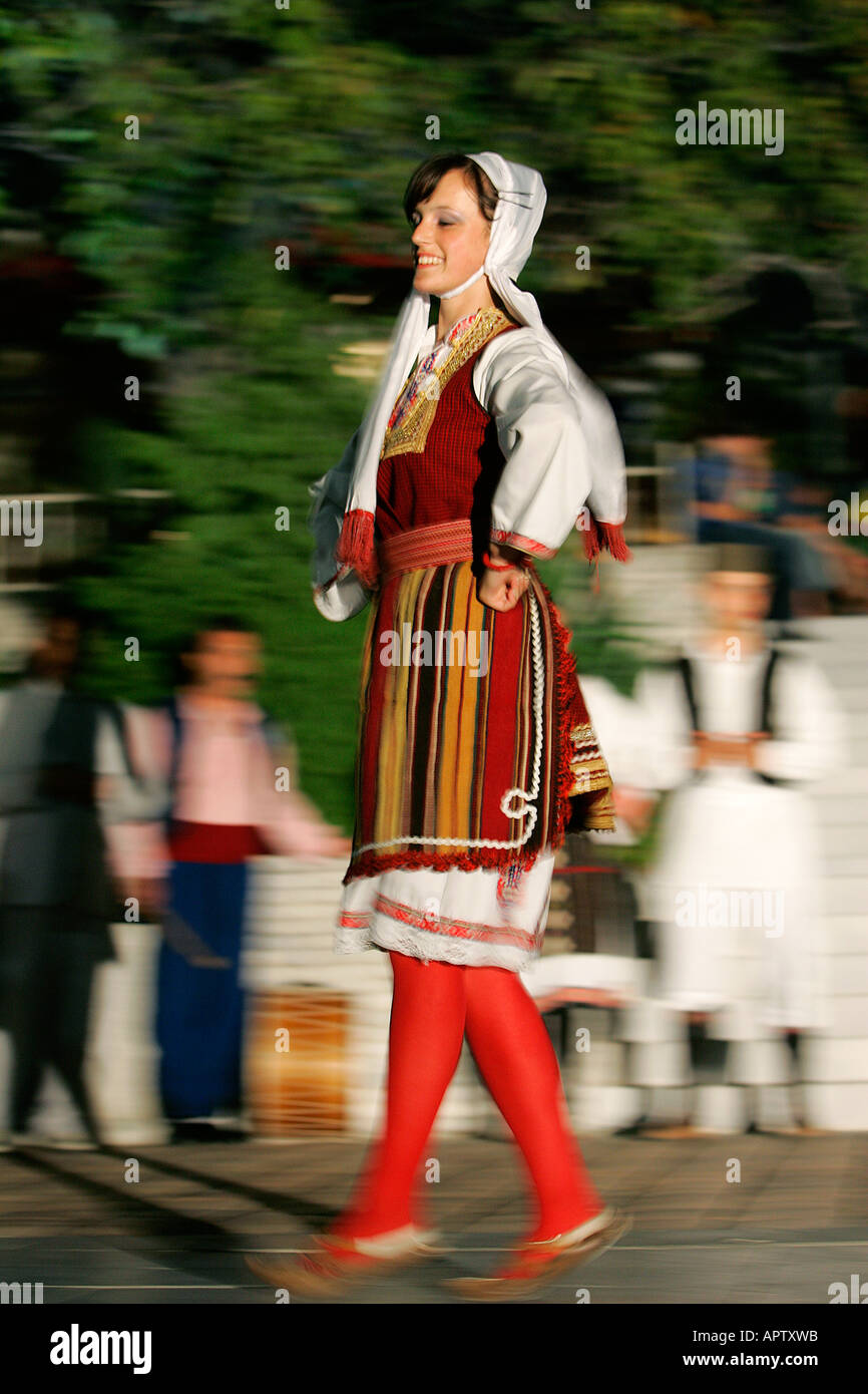 National folklore costume young girl boy dance dancers music instrument ...