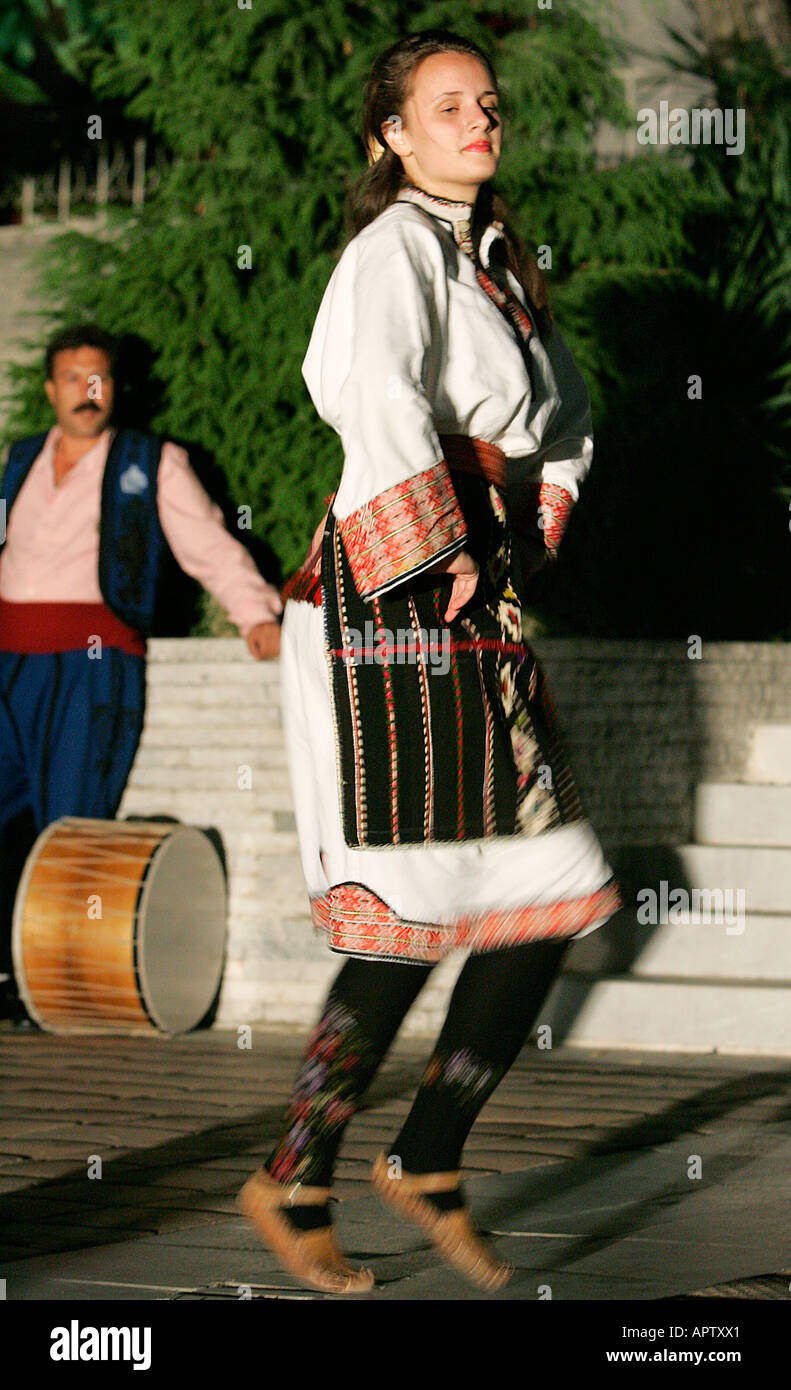 National folklore costume young girl boy dance dancers music instrument ...