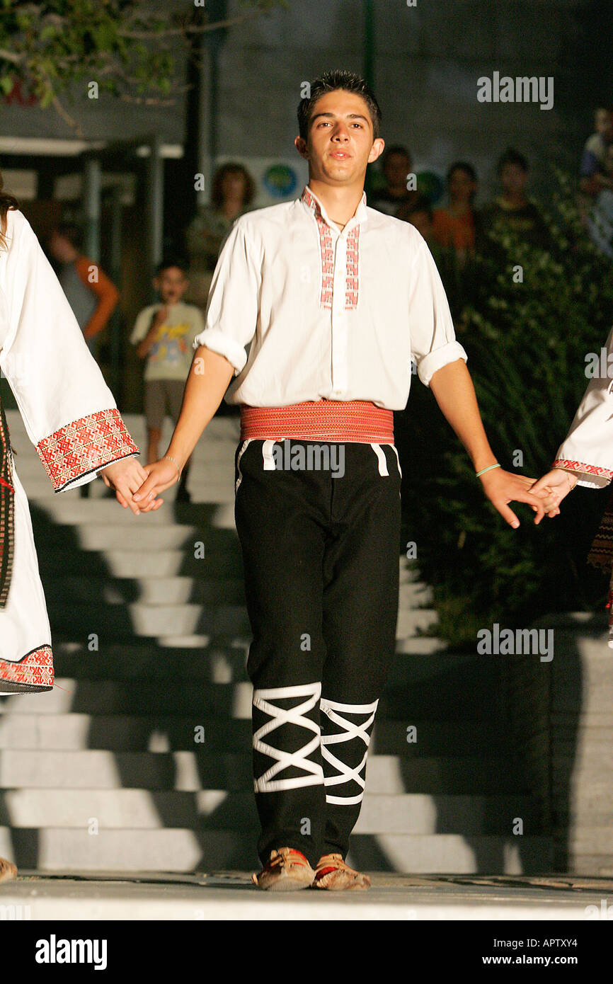 National folklore costume young girl boy dance dancers music instrument ...