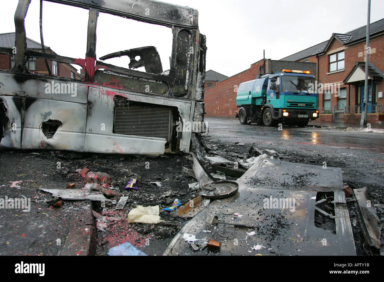 Bus after fire explosion bomb hi-res stock photography and images - Alamy