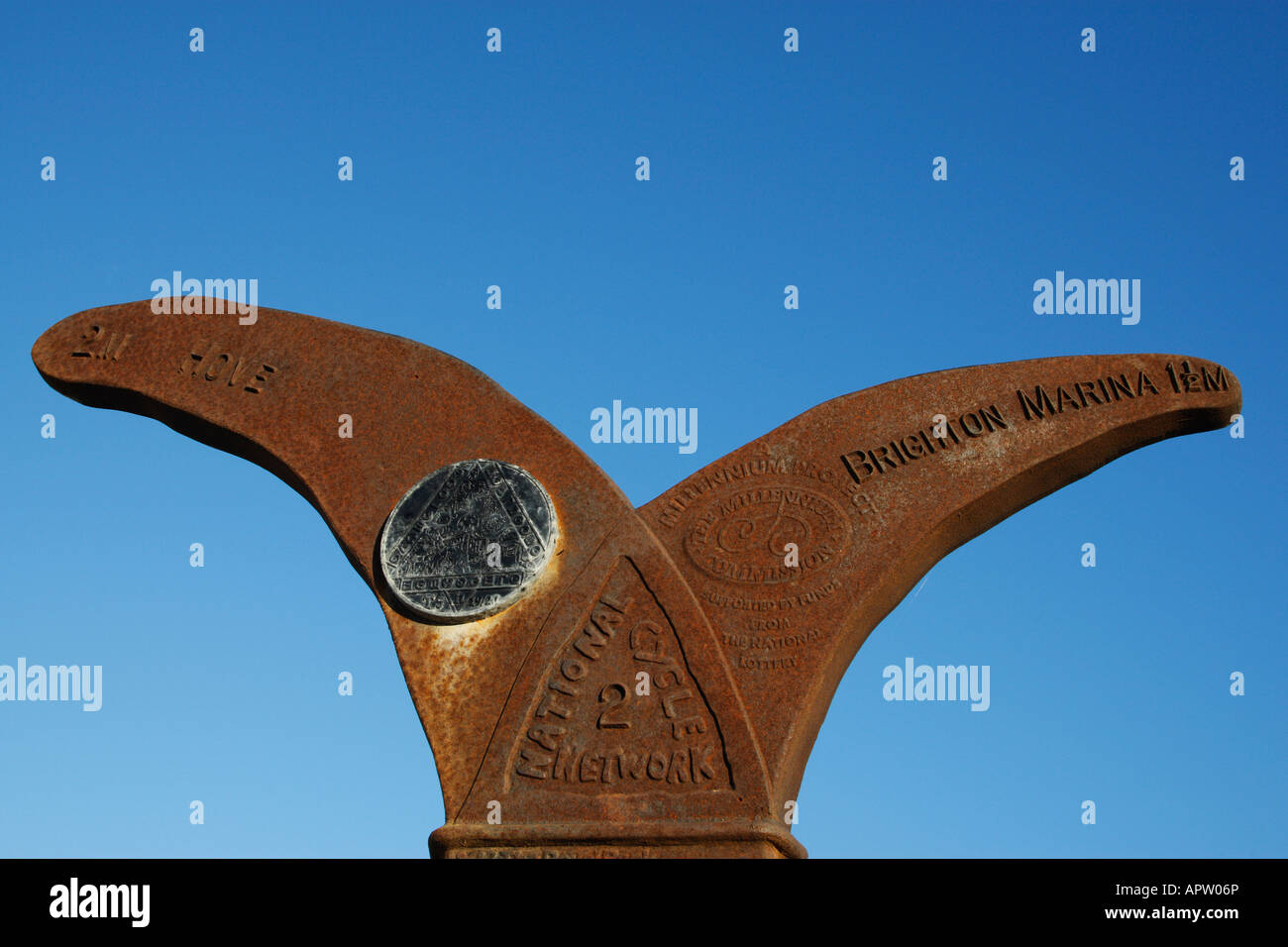 national cycle network marker in brighton for route 2 which runs along ...