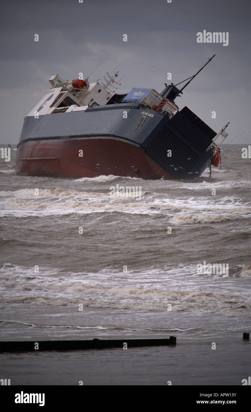 the beached Riverdance ferry that ran aground near Blackpool Lancashire ...