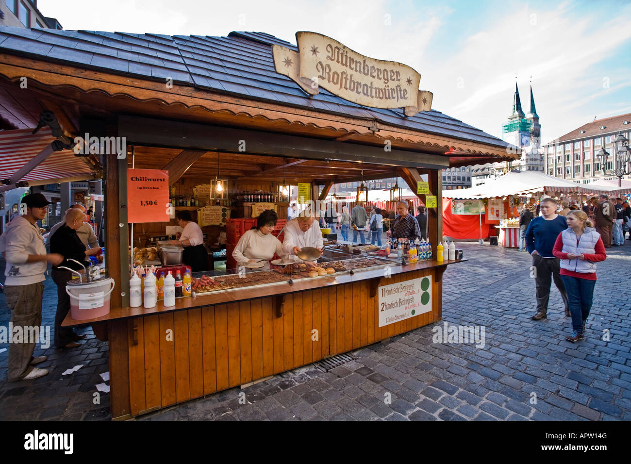 Vendor stand at the main market city square selling traditional ...