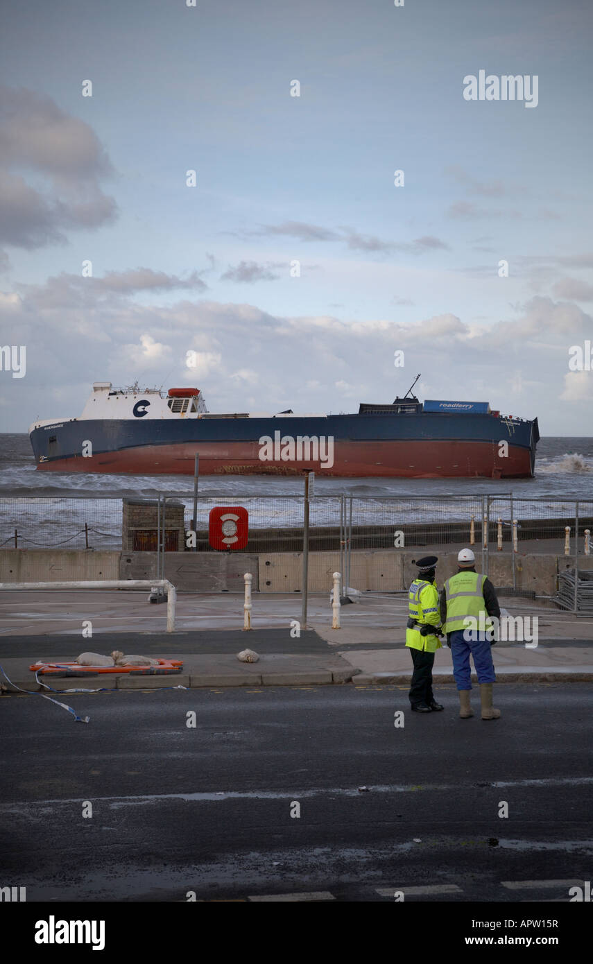 the beached Riverdance ferry that ran aground near Blackpool Lancashire ...