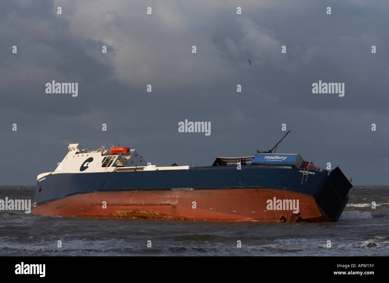 the beached Riverdance ferry that ran aground near Blackpool Lancashire ...