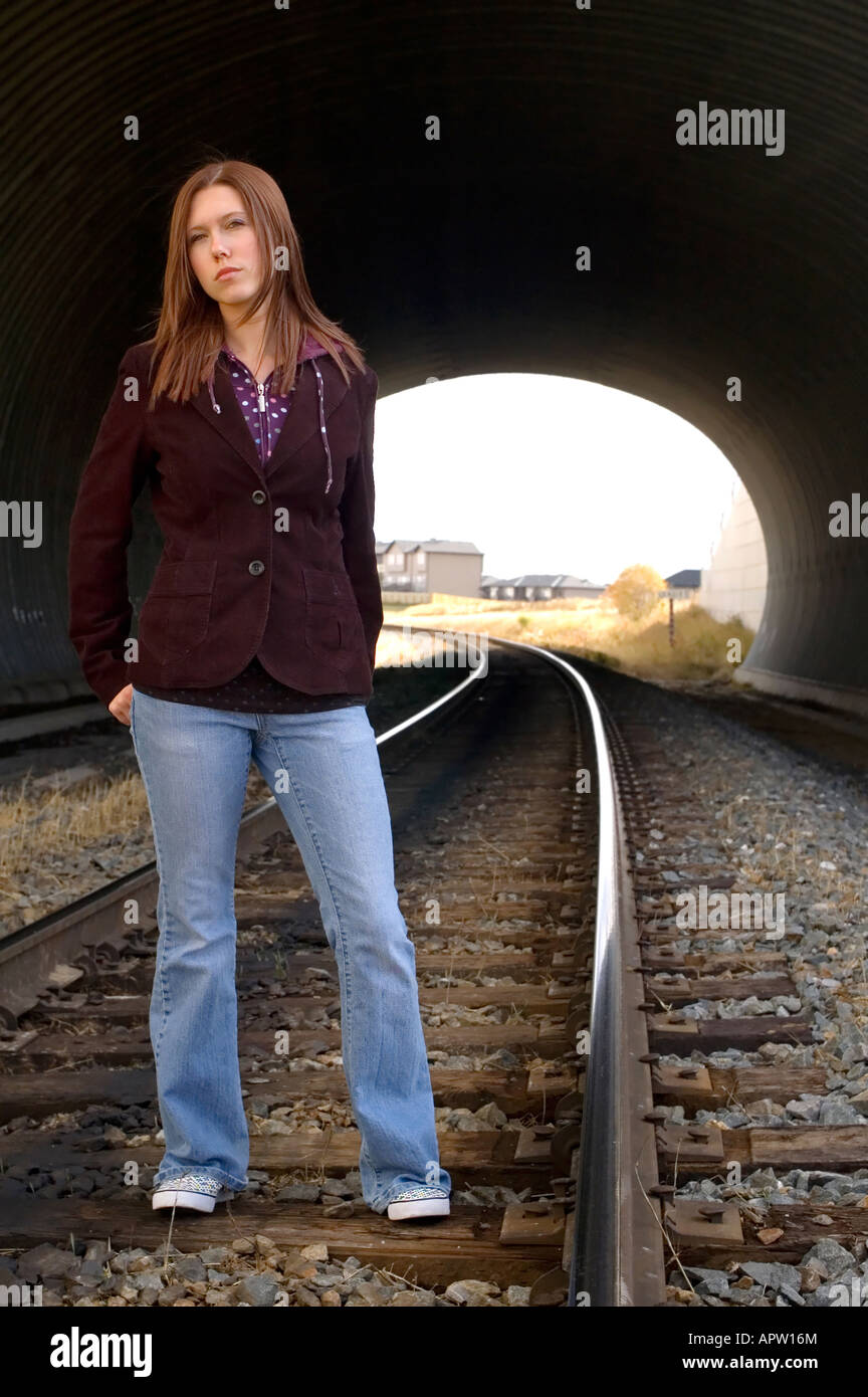 Skinny train tracks hi-res stock photography and images - Alamy