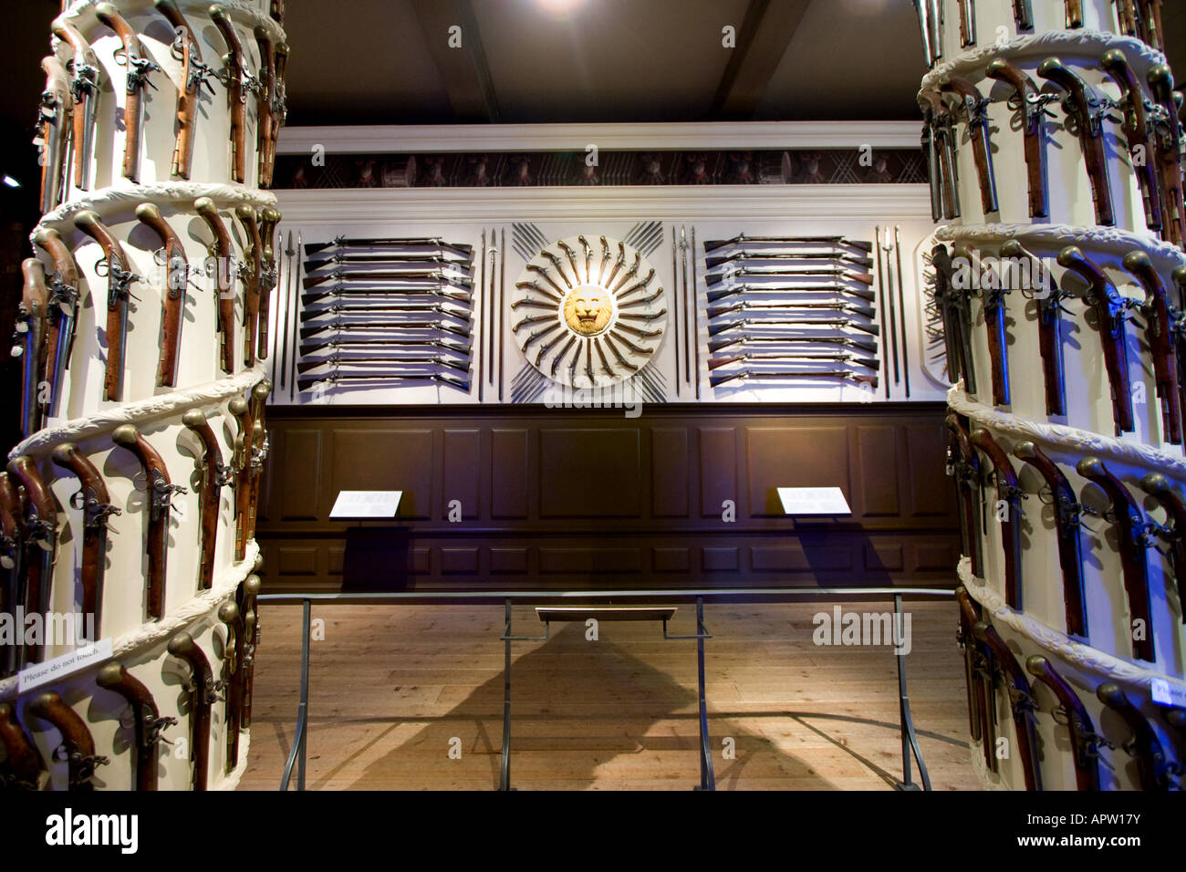 Pistols and rifles on display at the Royal Armories in the White Tower ...