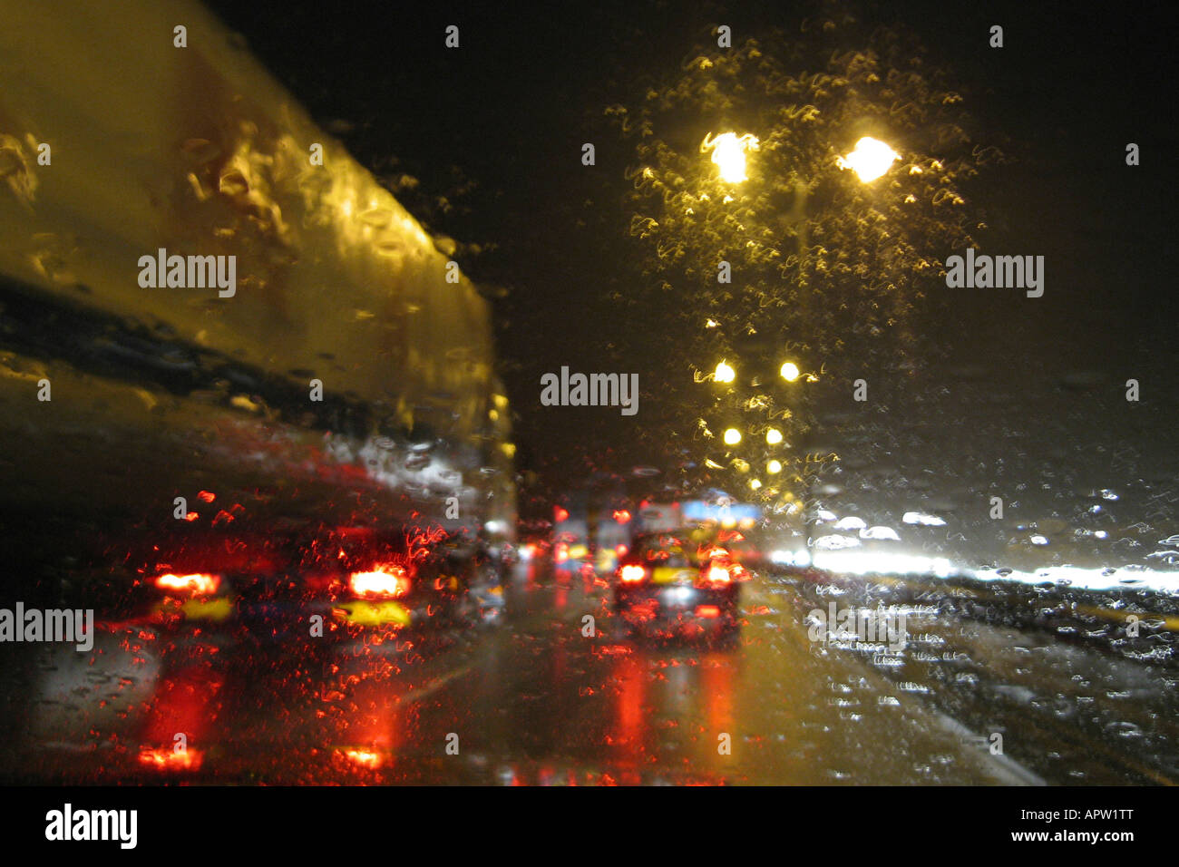 Drivers view at night indicating blurred vision and tiredness and risk ...