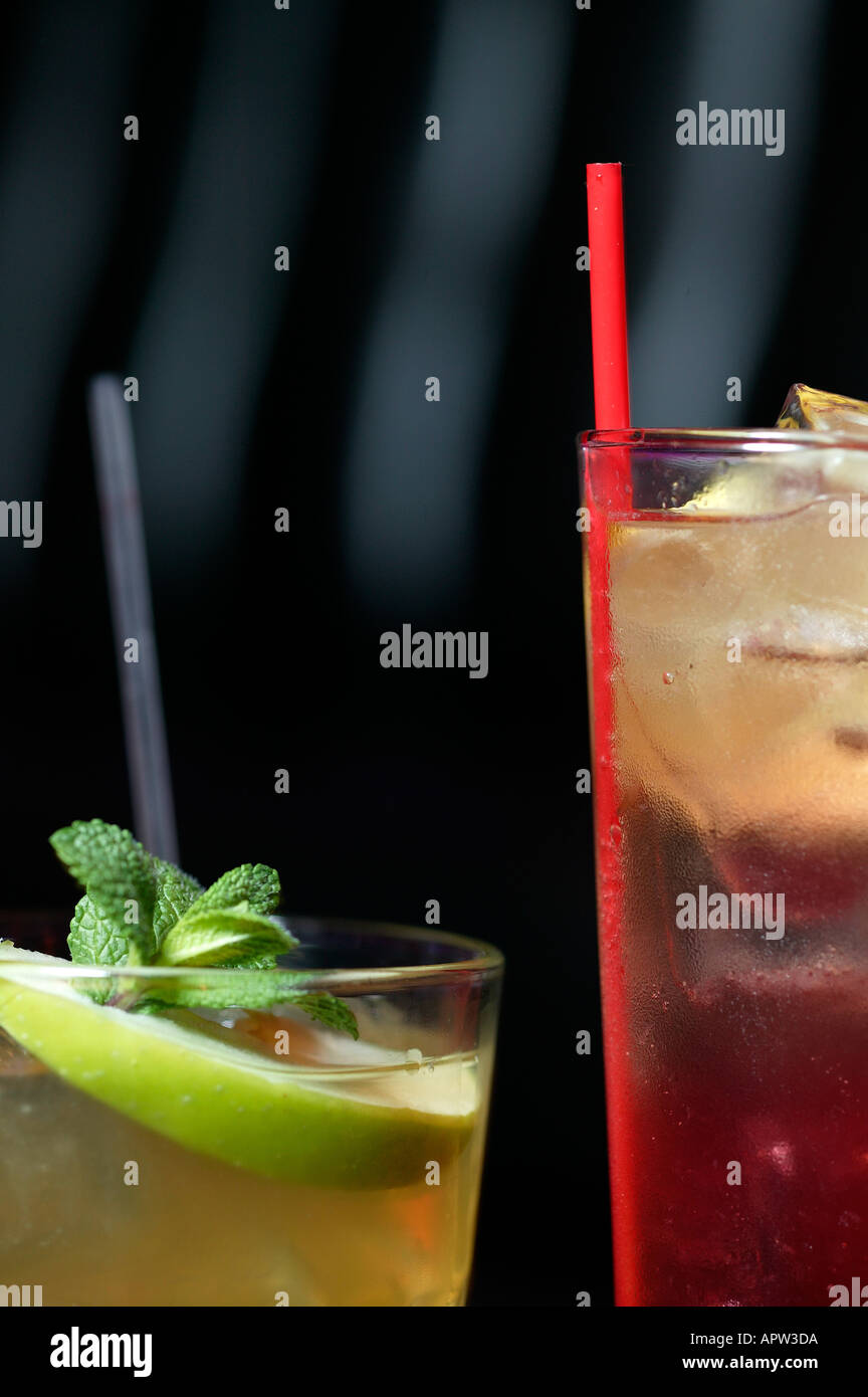 2 cocktails with straws Stock Photo - Alamy