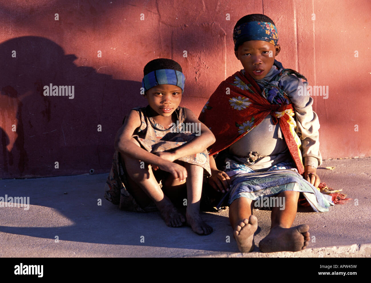 Bushman children in Den ui village Bushmanland Namibia Stock Photo - Alamy