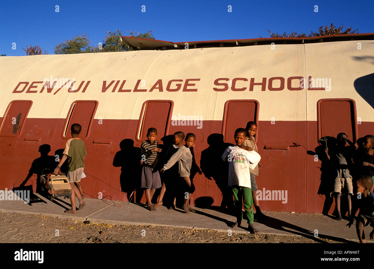 Bushman children in front of school in Den ui village Bushmanland ...