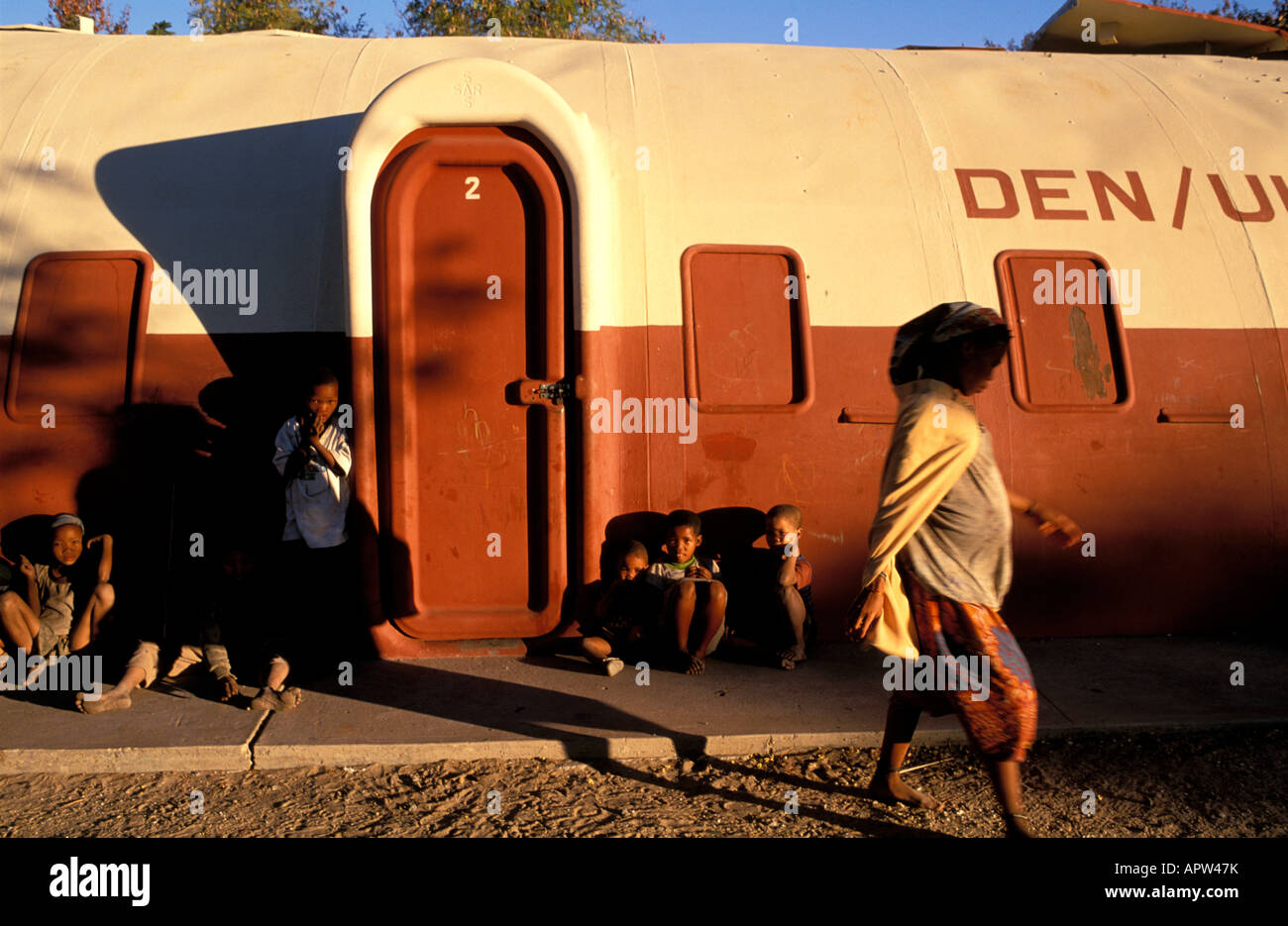 Bushman children in front of school in Den ui village Bushmanland ...